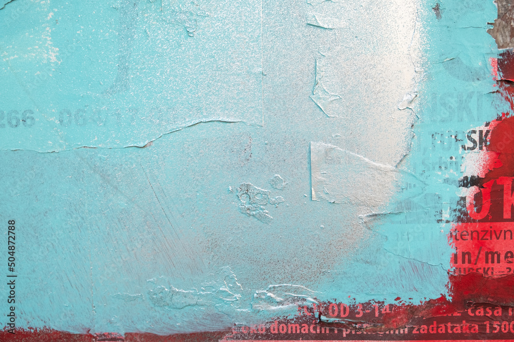 Blue and red graffiti spray paint over the street poster background ...