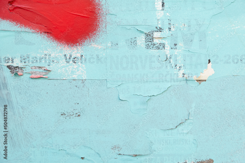 Blue and red graffiti spray paint over the street poster background ...