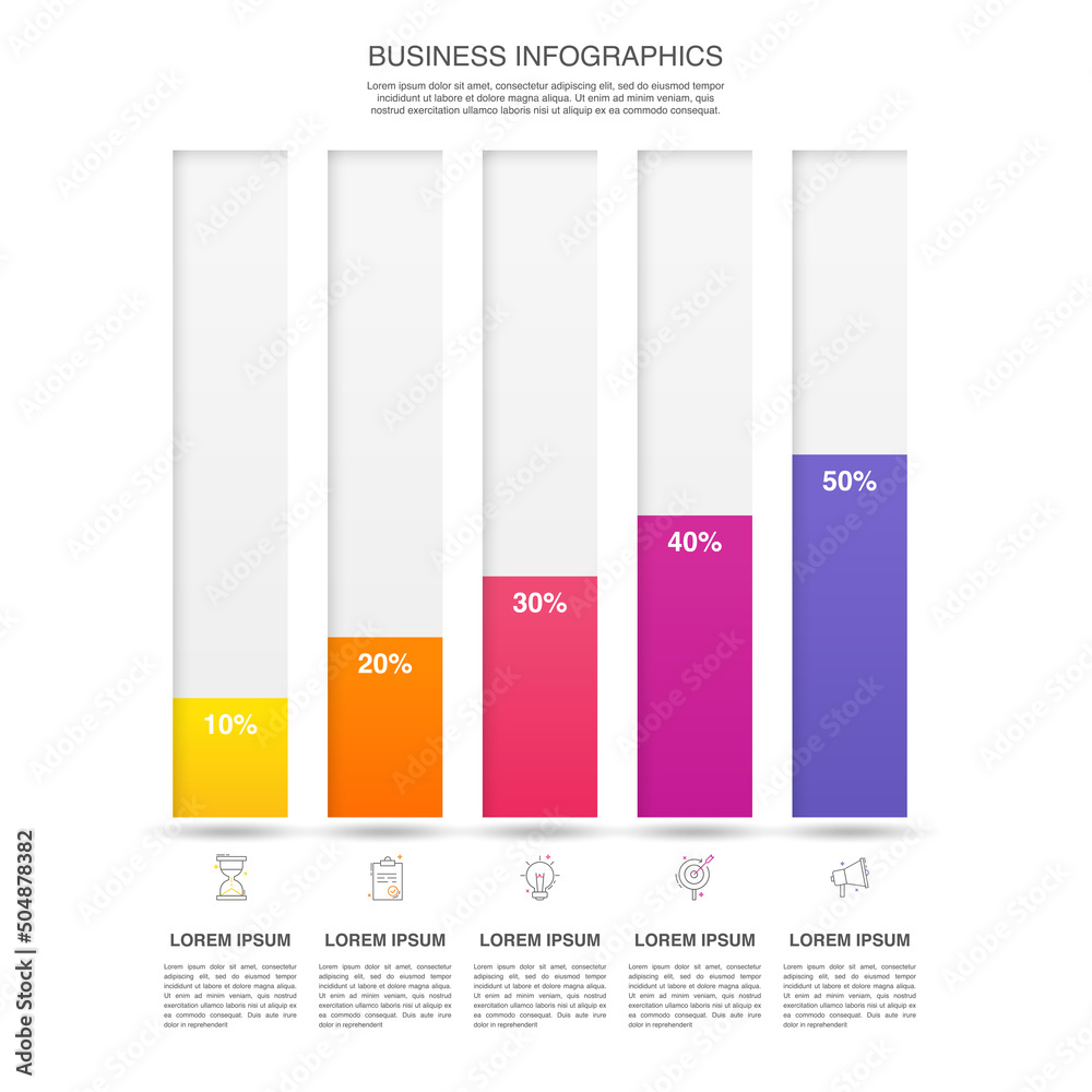 Vector infographic with five columns. Modern business concept graphic ...