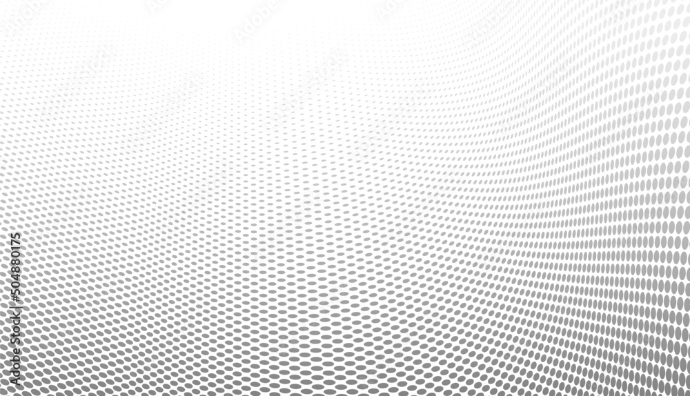 Dotted vector abstract background, light grey dots in perspective flow, dotty texture ...