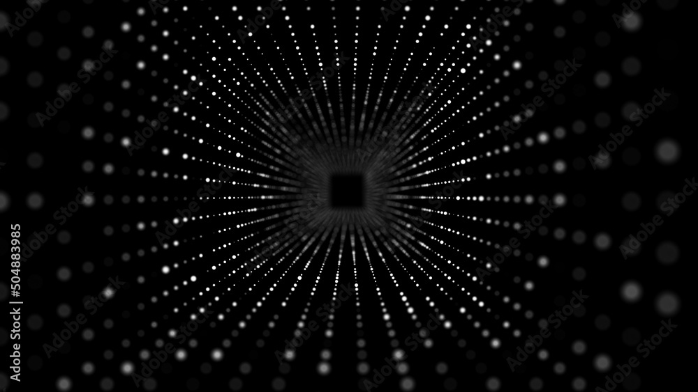 Abstract particle flow in cyberspace. Futuristic 3D portal. Digital ...