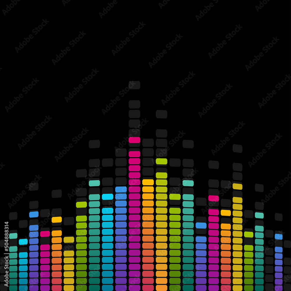 Vivid multicolored sound wave geometric brick stereo diagram music ...