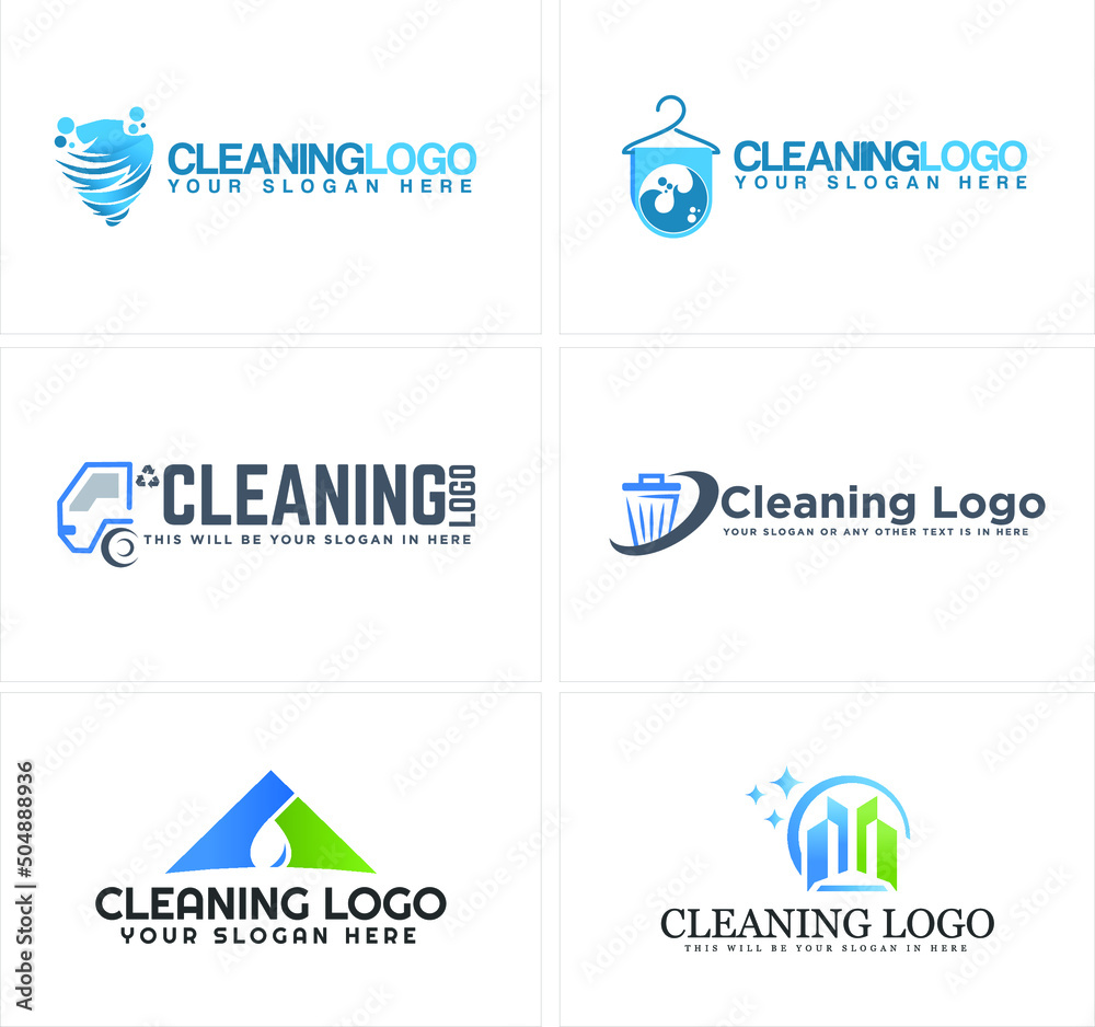A set of cleaning service logos template with design vector various ...