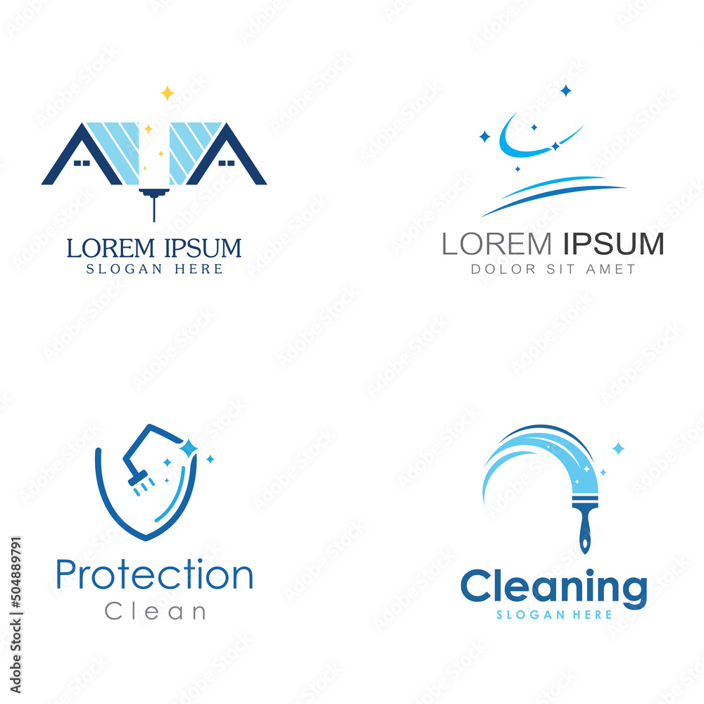 Cleaning logo, cleaning protection logo and house cleaning logo.With a ...