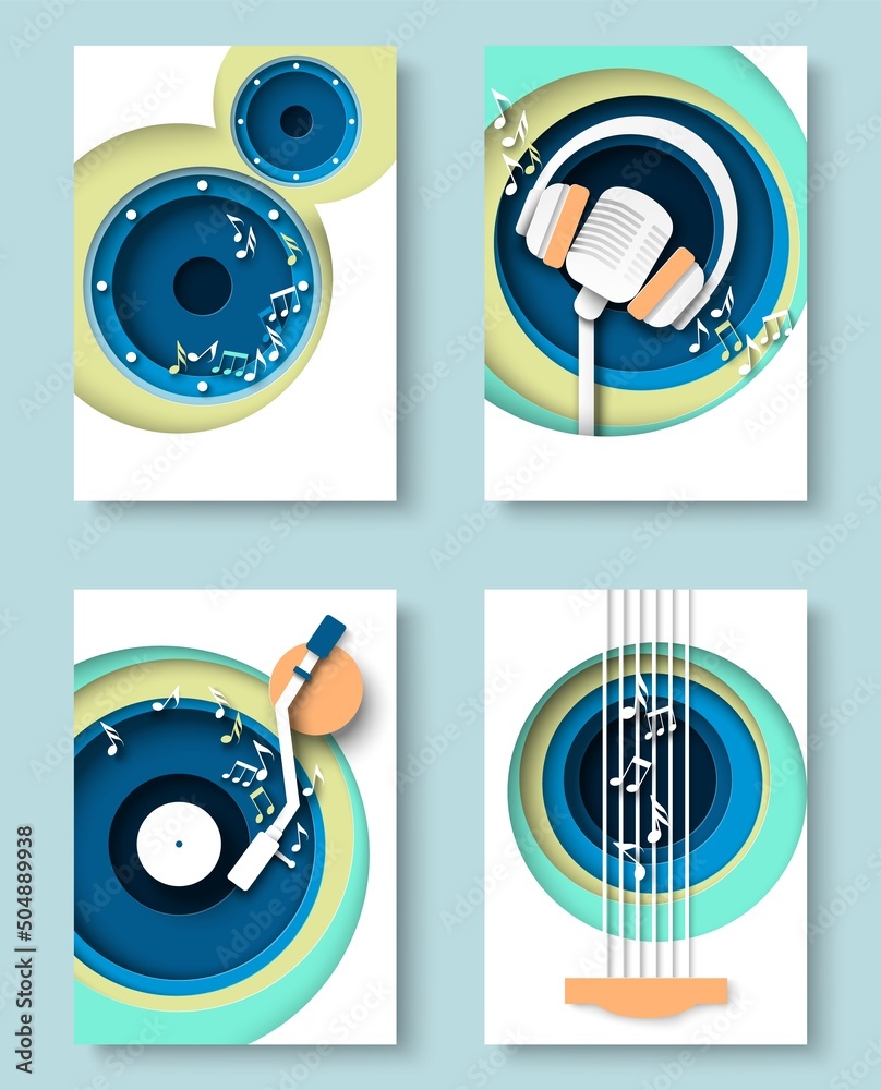 Music layout flyer invitation design vector set Stock Vector | Adobe Stock
