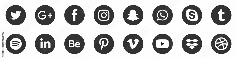Social media grey icons or social network logos set. Stock Vector ...