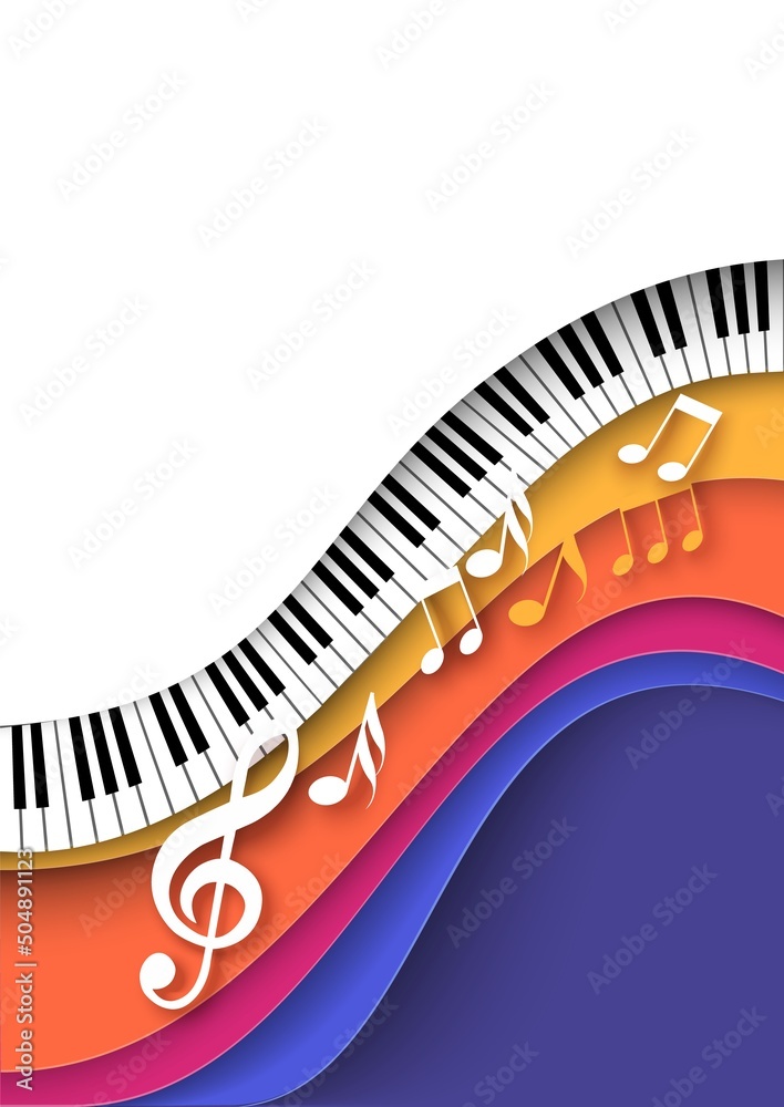 Piano keyboard and note music abstract background Stock Vector | Adobe ...