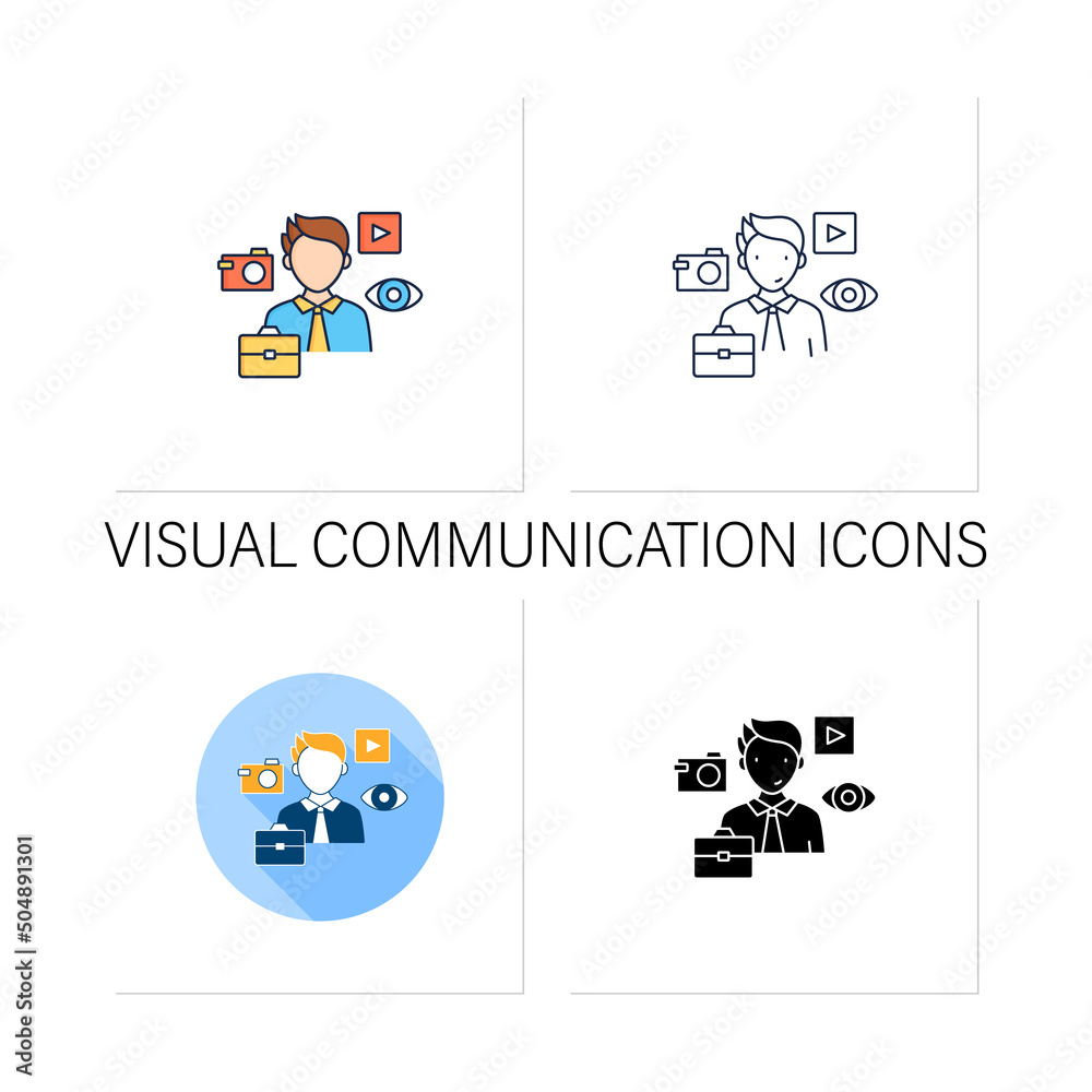 Visual communication icons set.Communicate using signs, typography ...