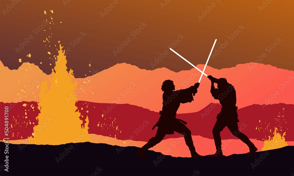 silhouette of a person Sword Fighting ilustração do Stock | Adobe Stock