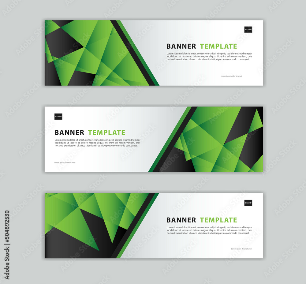 Green banner template vector illustration, Geometric banner design ...