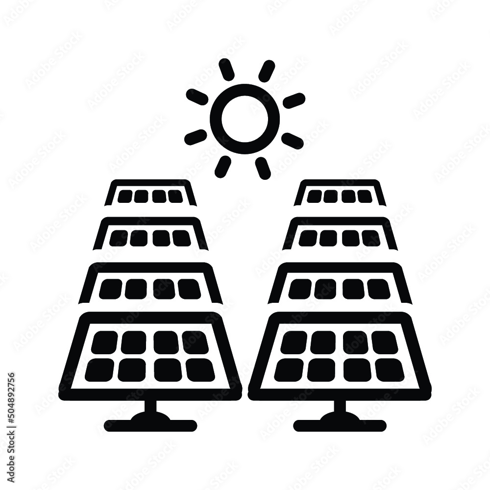 Black solid icon for solarpower station park Stock Vector | Adobe Stock
