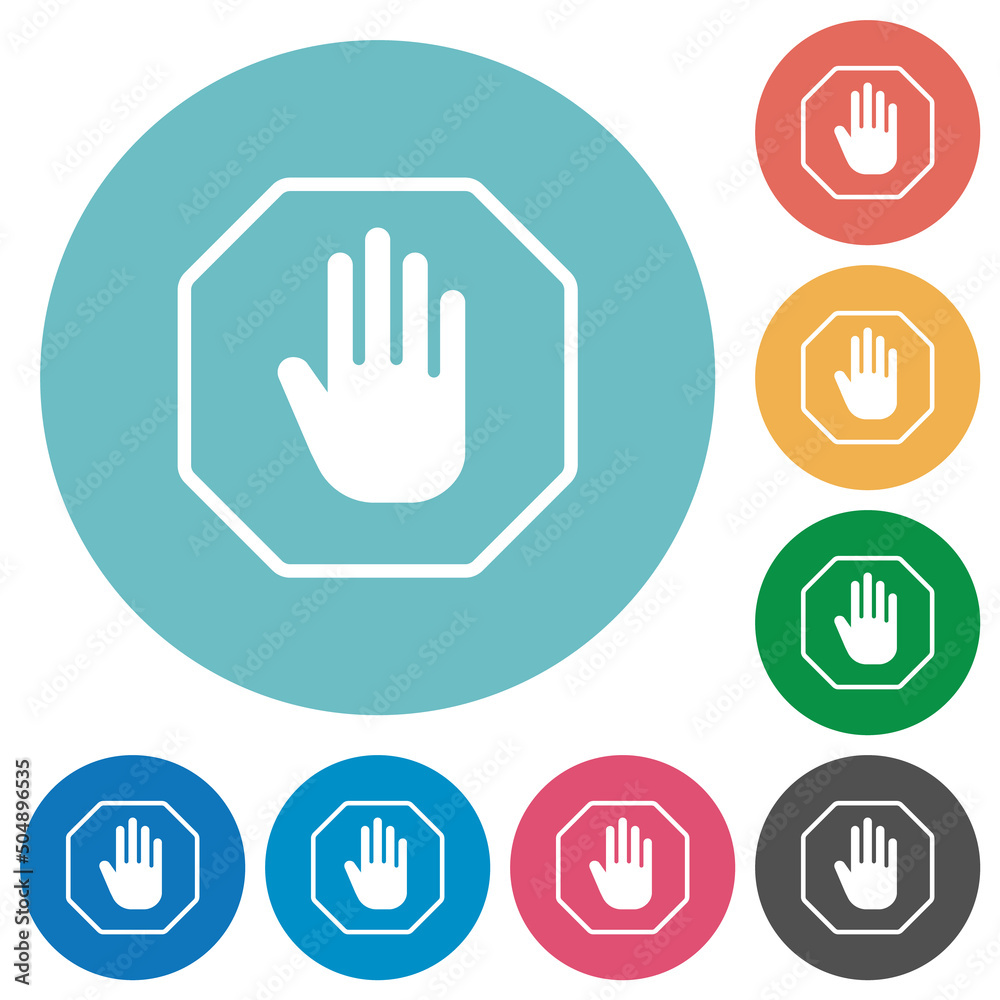 Octagon shaped stop sign outline flat round icons Stock Vector | Adobe ...