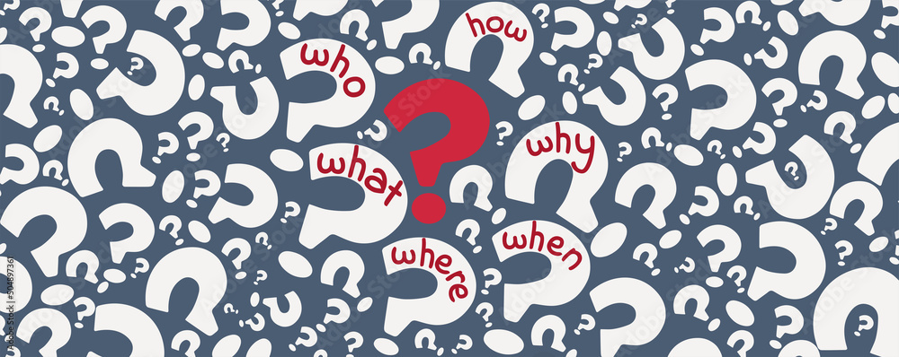 Editable banner template cover poster landing whit many question mark ...