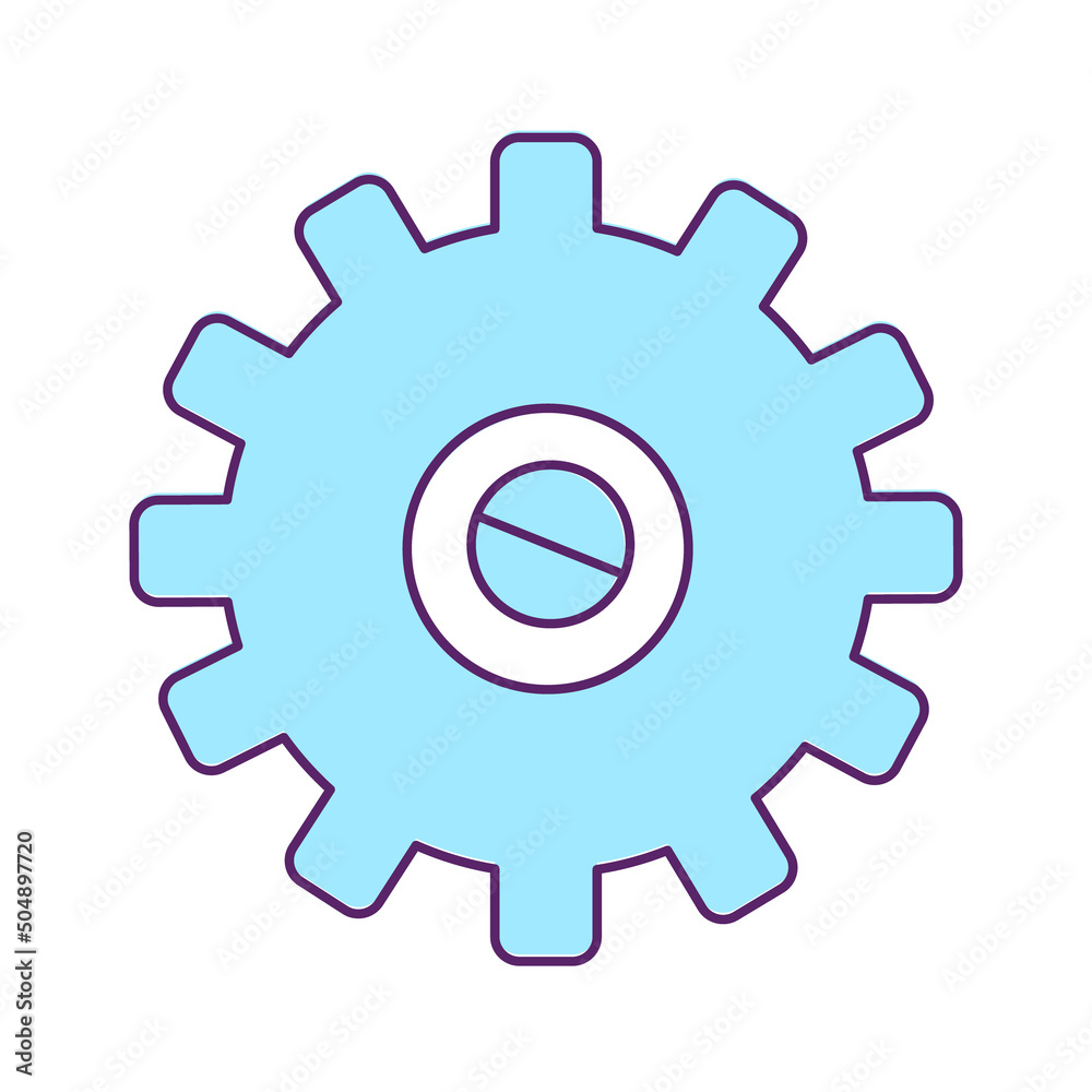 Cogwheel semi flat color vector element. Full sized object on white ...