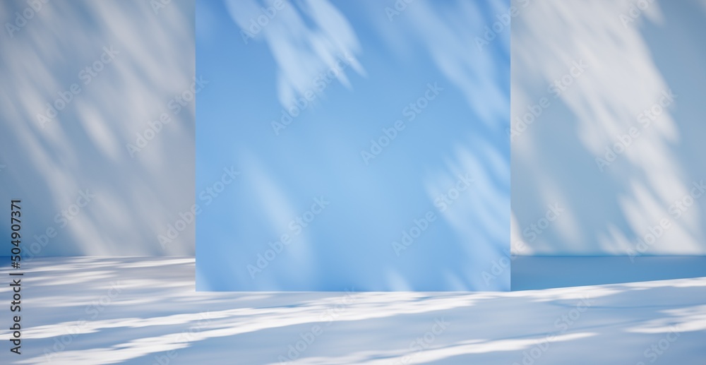 Blank colorful wall background and hard falling shadow. 3D rendering ...