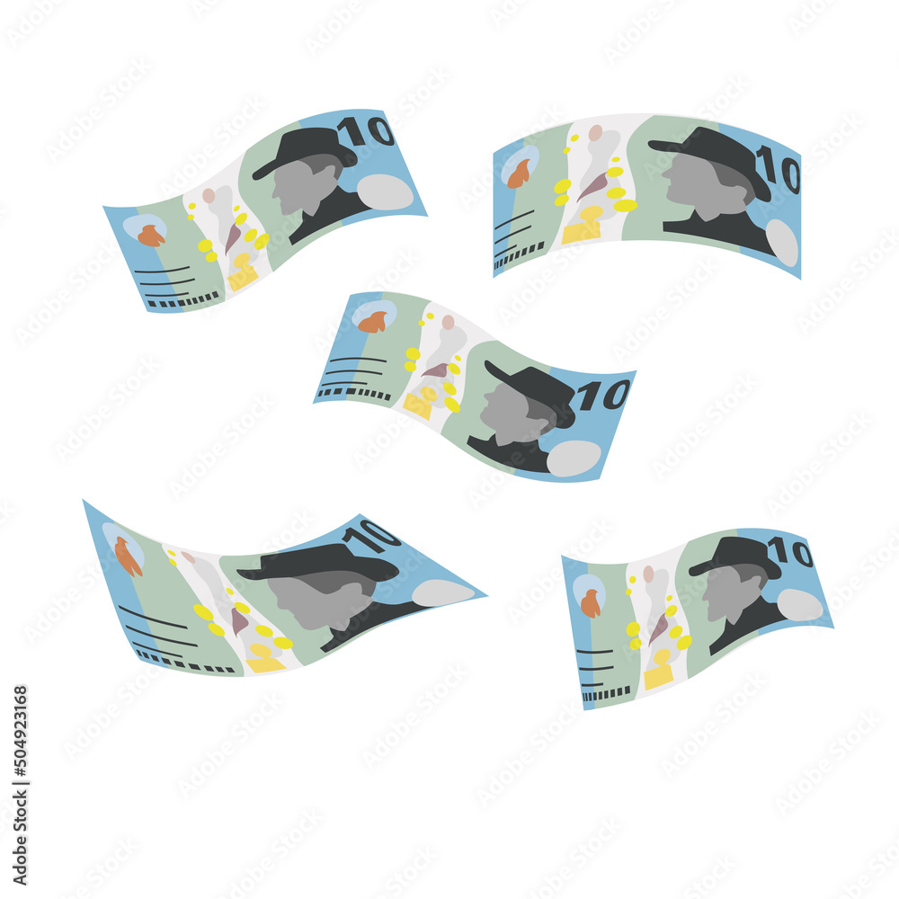 Australian Dollar Vector Illustration. Australia money set bundle ...