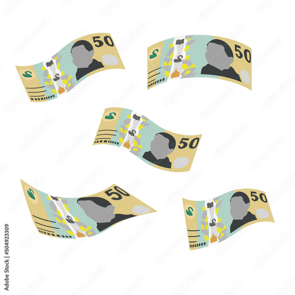 Australian Dollar Vector Illustration. Australia money set bundle ...