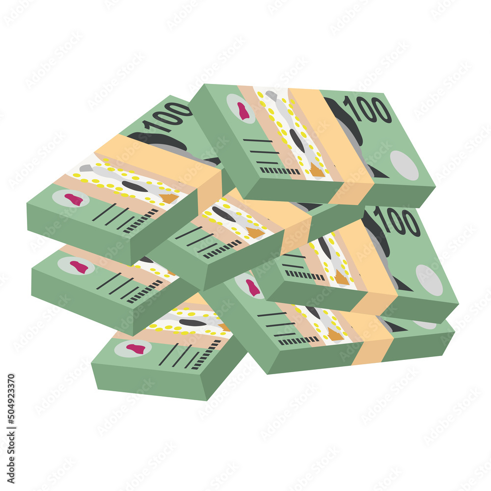 Australian Dollar Vector Illustration. Australia money set bundle ...