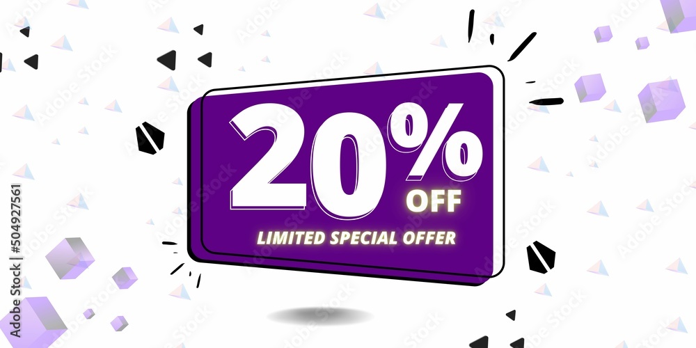 20% off limited special offer. Banner with twenty percent discount on a ...