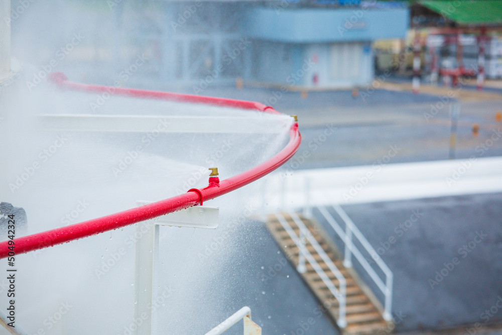 Tanks oil roof tank with pipe water spray ring fire extinguisher Stock ...