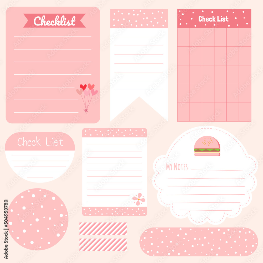 Cute paper notes. Stationary set. Scrapbook notes and cards.Printable ...