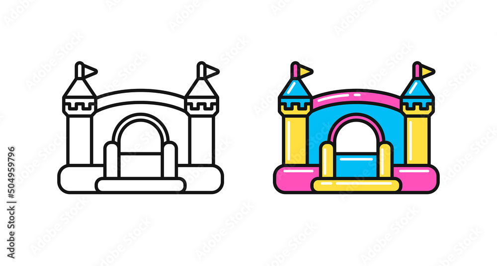Bounce house icons for kids summer games on playground or indoor ...