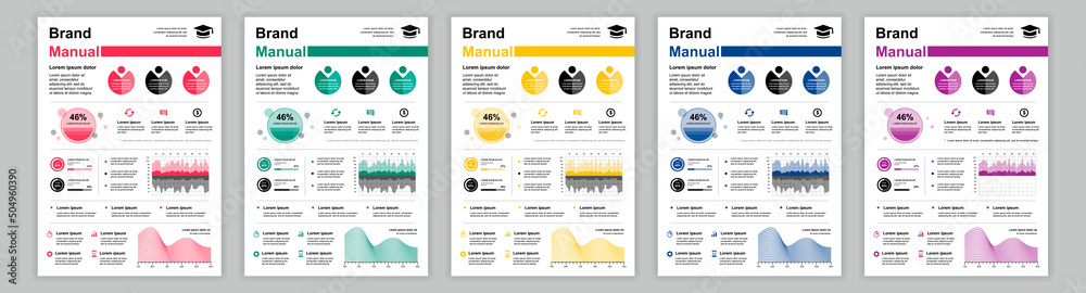 DIN A3 business brand manual templates set. Company identity brochure ...