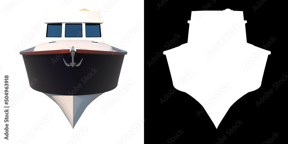 Boat Ship 1 - Front view white background alpha png 3D Rendering ...