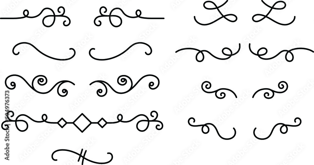 Ornamental Doodle Divider Line Separator Clipart Set Stock Vector ...