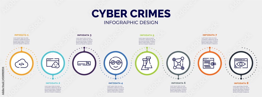 infographic for cyber crimes concept. vector infographic template with ...