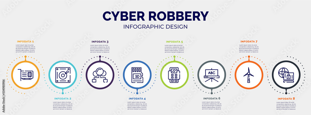infographic for cyber robbery concept. vector infographic template with ...