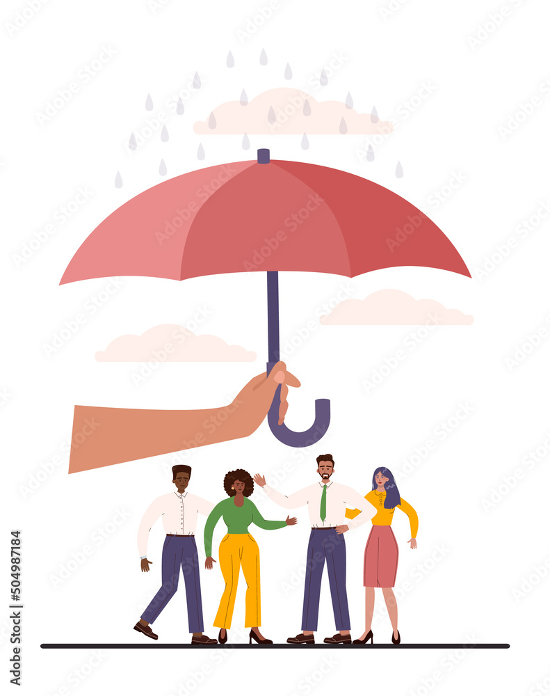 Protection concept. Safety and care for people. Shield, umbrella Stock ...