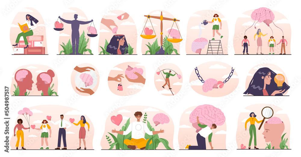 Rationalism set. Logical and structural thinking. Mind behavior Stock ...