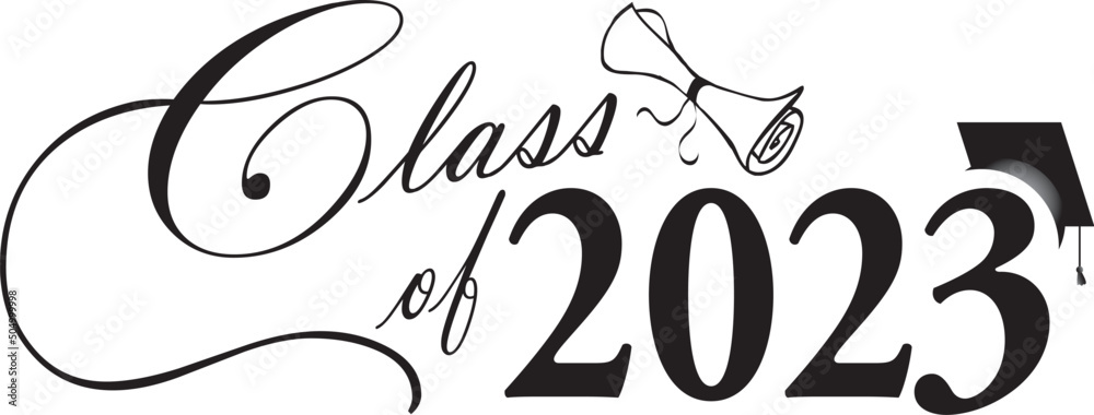 class of 2023 Black and White Graphic Stock Vector | Adobe Stock
