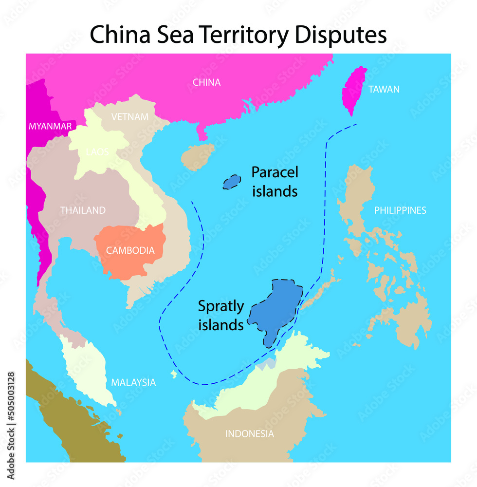 illustration of geography and national security, south china sea ...