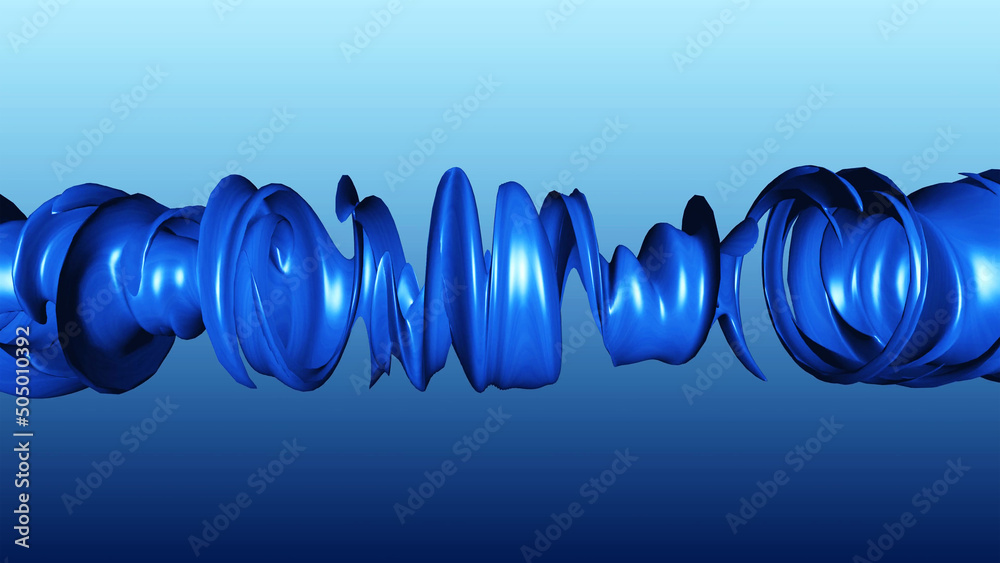 Abstract blue 3d spiral, wave background. Perpetual motion machine ...