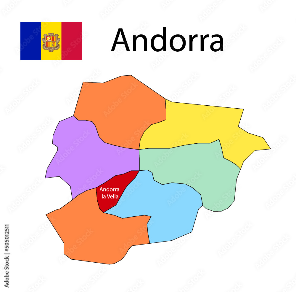 Map of Andorra with borders. Vector illustration. Stock Vector | Adobe ...