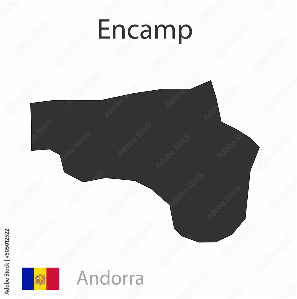 Map of Andorra with borders. Encamp map. Vector illustration. Stock ...