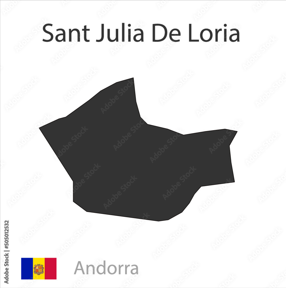 Map of Andorra with borders. Sant Julia De Loria map. Vector ...