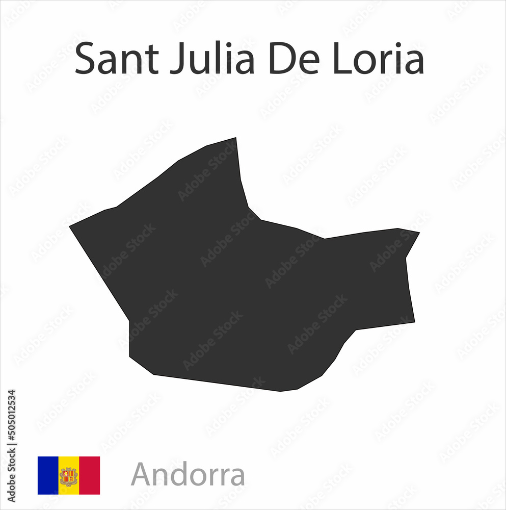 Map of Andorra with borders. Sant Julia De Loria map. Vector ...