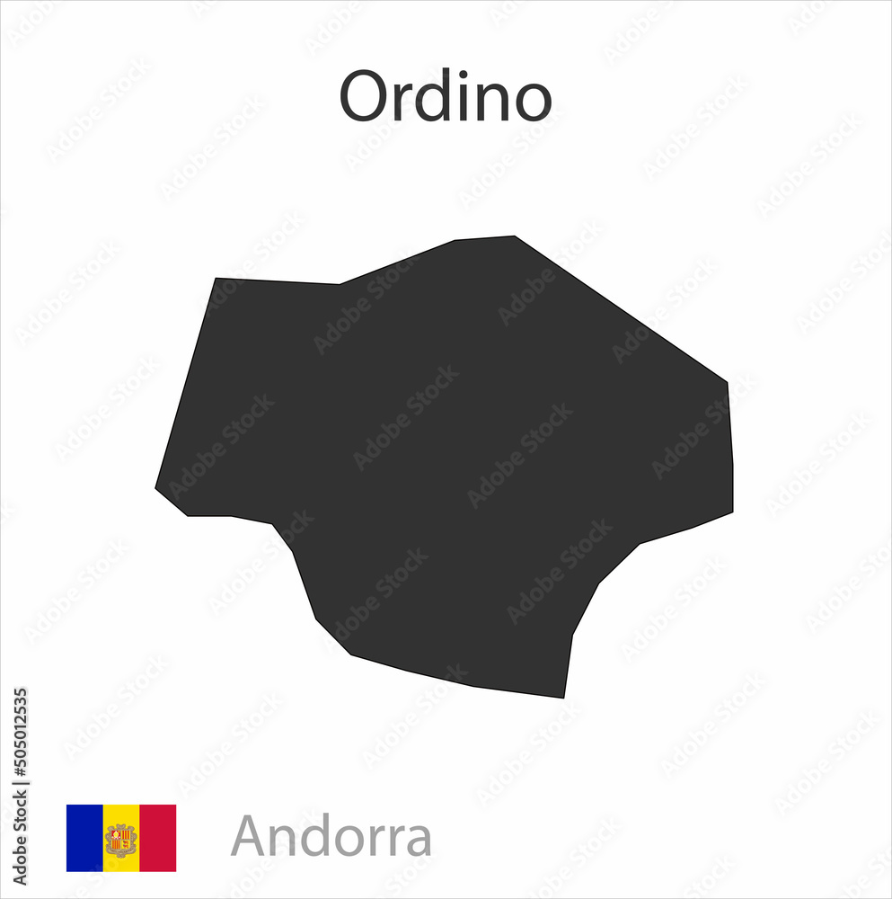 Map of Andorra with borders. Ordino map. Vector illustration. Stock ...