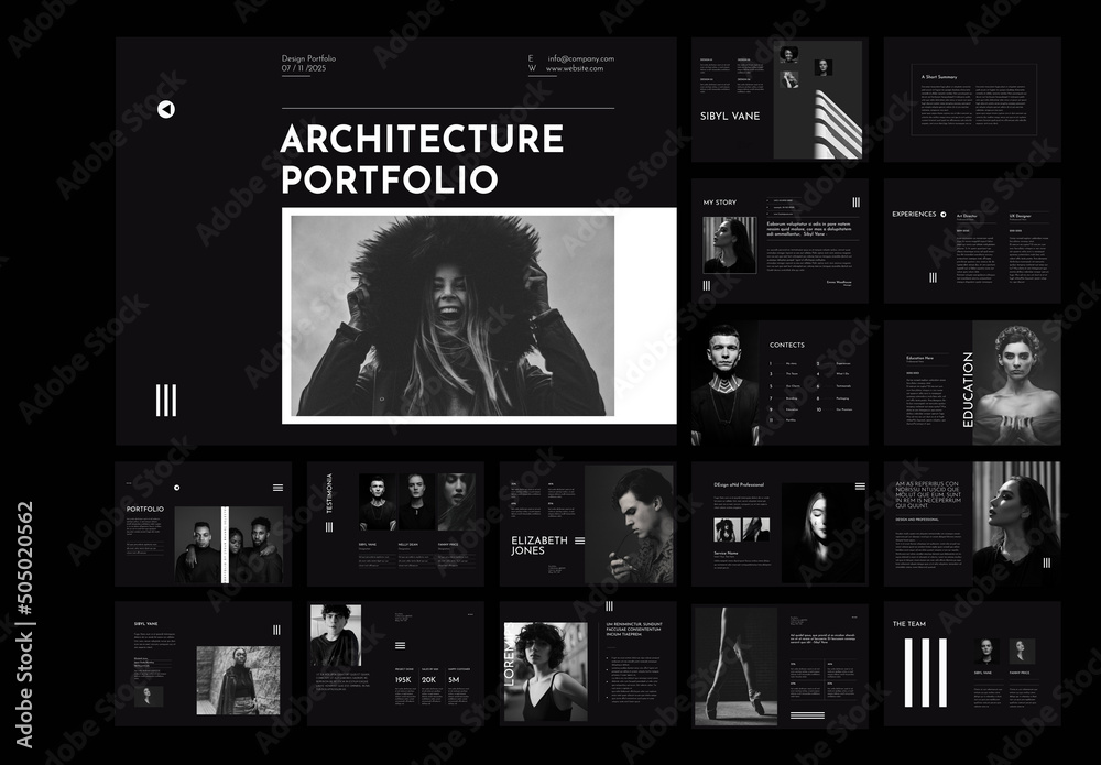 Black Portfolio Layout Stock Template | Adobe Stock