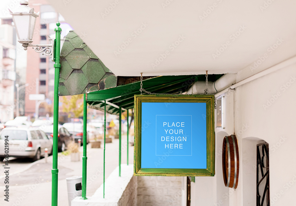 Pub Signboard Banner Mock-Up Stock Template | Adobe Stock