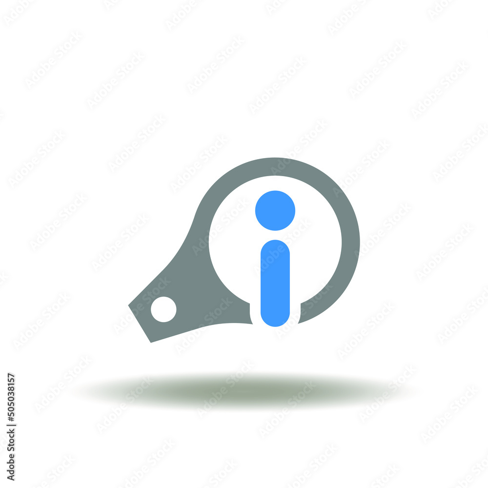 Vector illustration of magnifying glass with i letter. Icon of user ...