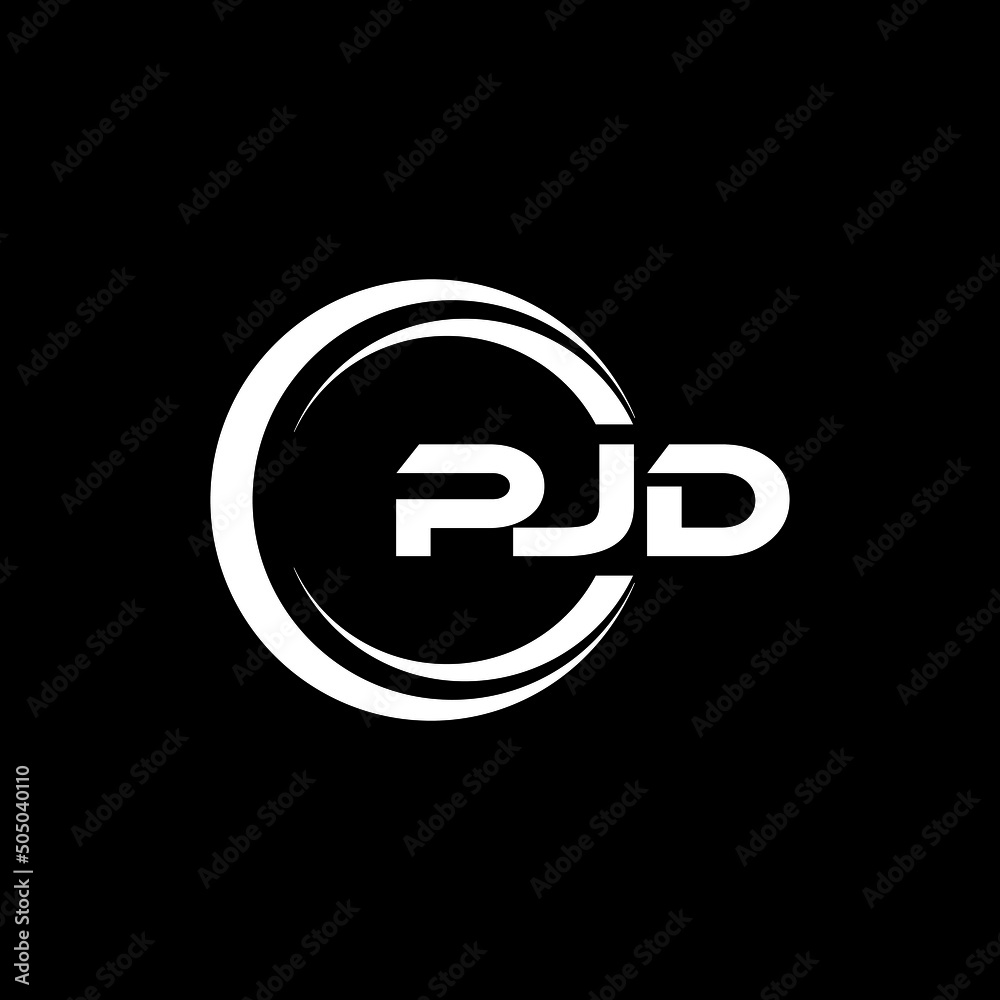 PJD letter logo design with black background in illustrator, vector ...