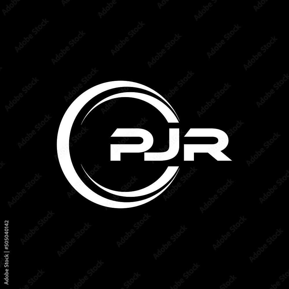 Vecteur Stock PJR letter logo design with black background in ...