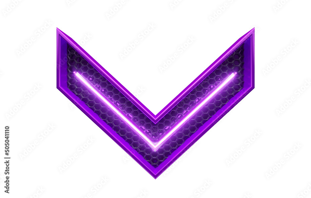 Purple neon arrow in grid 3d render Stock Illustration | Adobe Stock