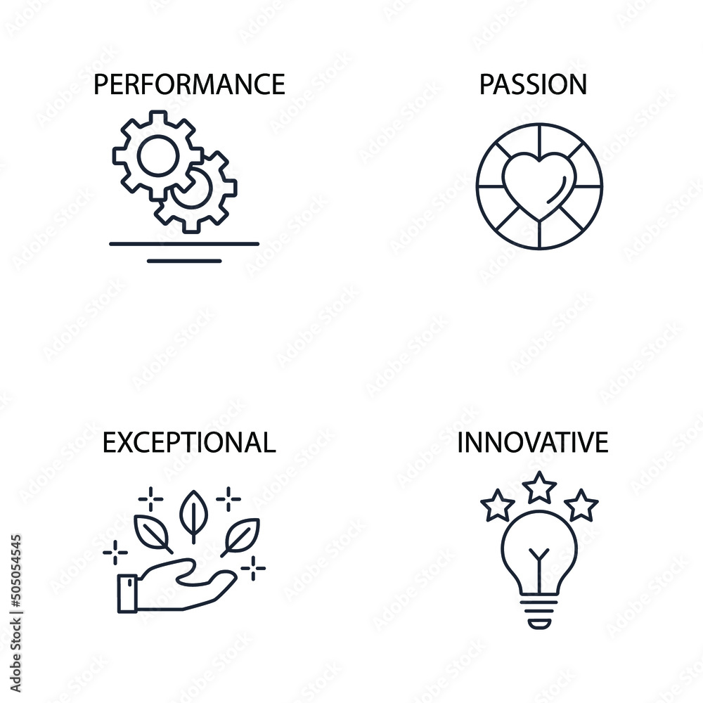 core values icons set . core values pack symbol vector elements for ...