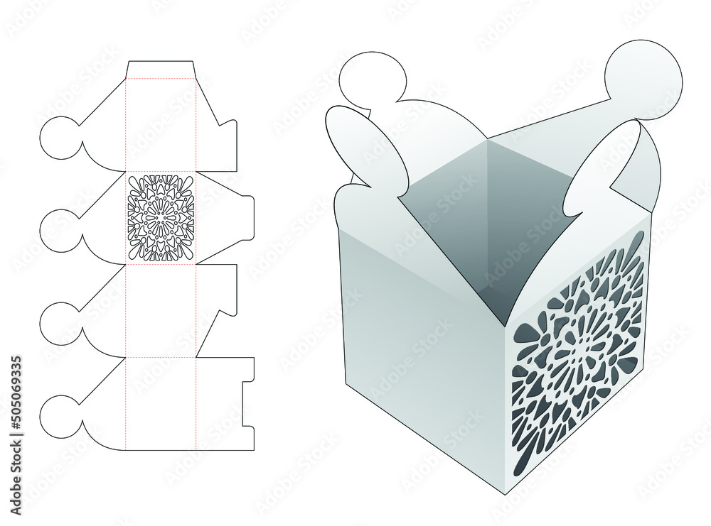 stenciled box die cut and 3D mockup Stock Vector | Adobe Stock