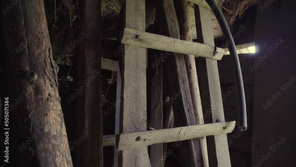 Abandoned barn. Dusty Creepy Barn Attic. Empty abandoned barn in ...